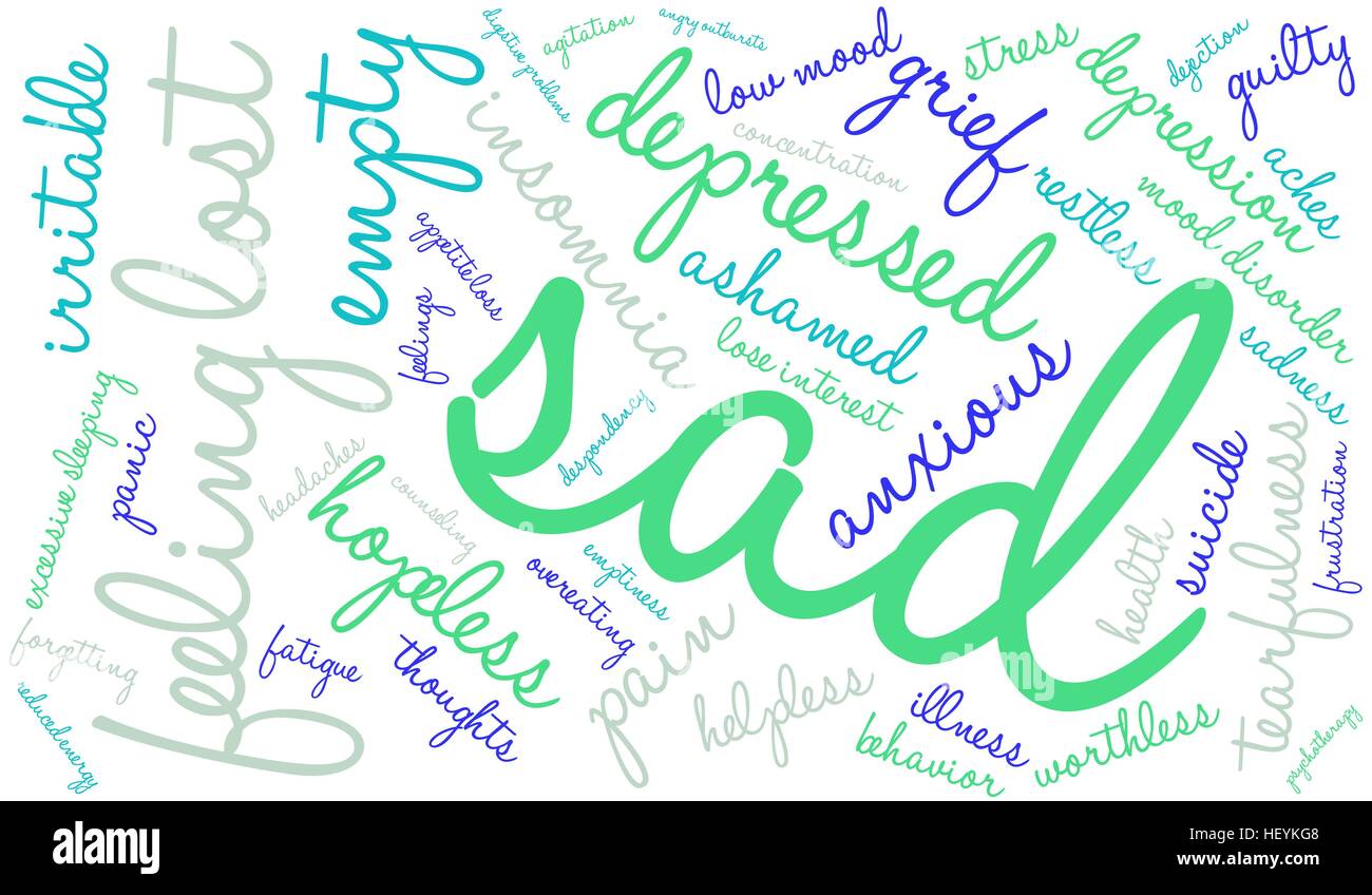 Sad word cloud on a white background Stock Vector Image & Art - Alamy