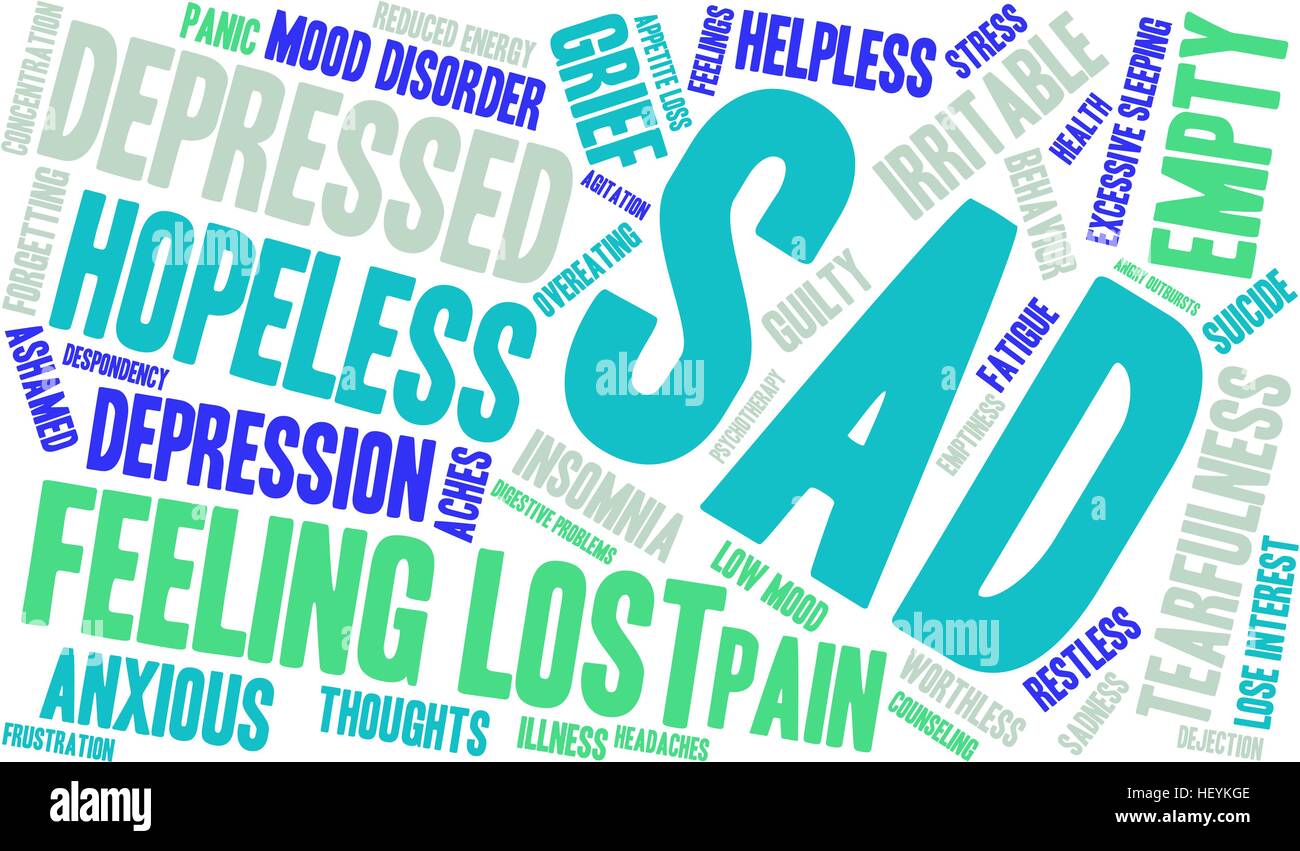 Sad word cloud on a white background Stock Vector Image & Art - Alamy