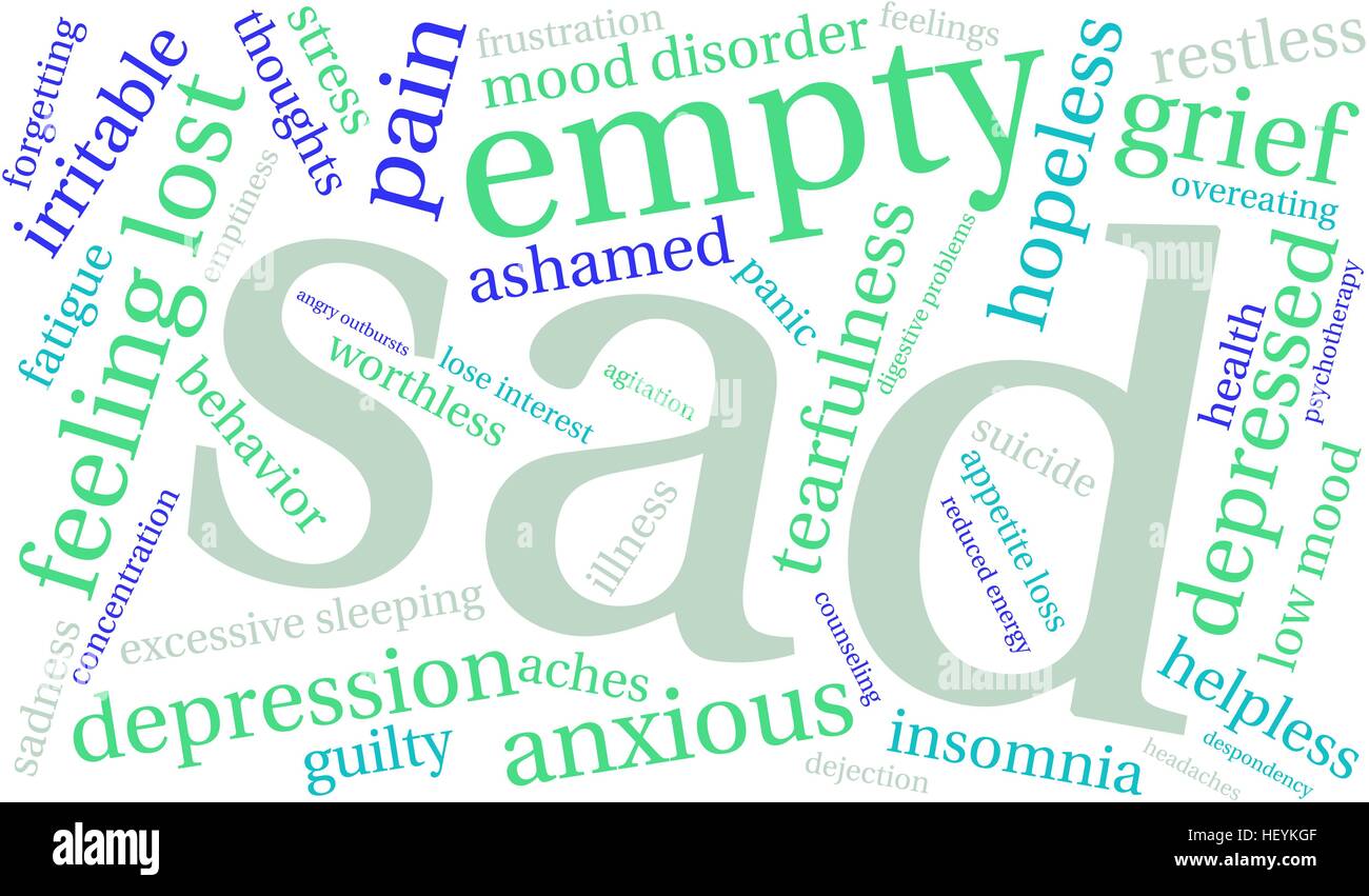 Sad word cloud on a white background Stock Vector Image & Art - Alamy