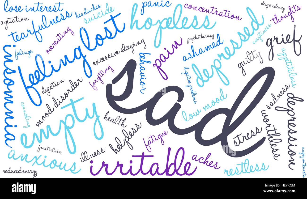 Sad word cloud on a white background Stock Vector Image & Art - Alamy