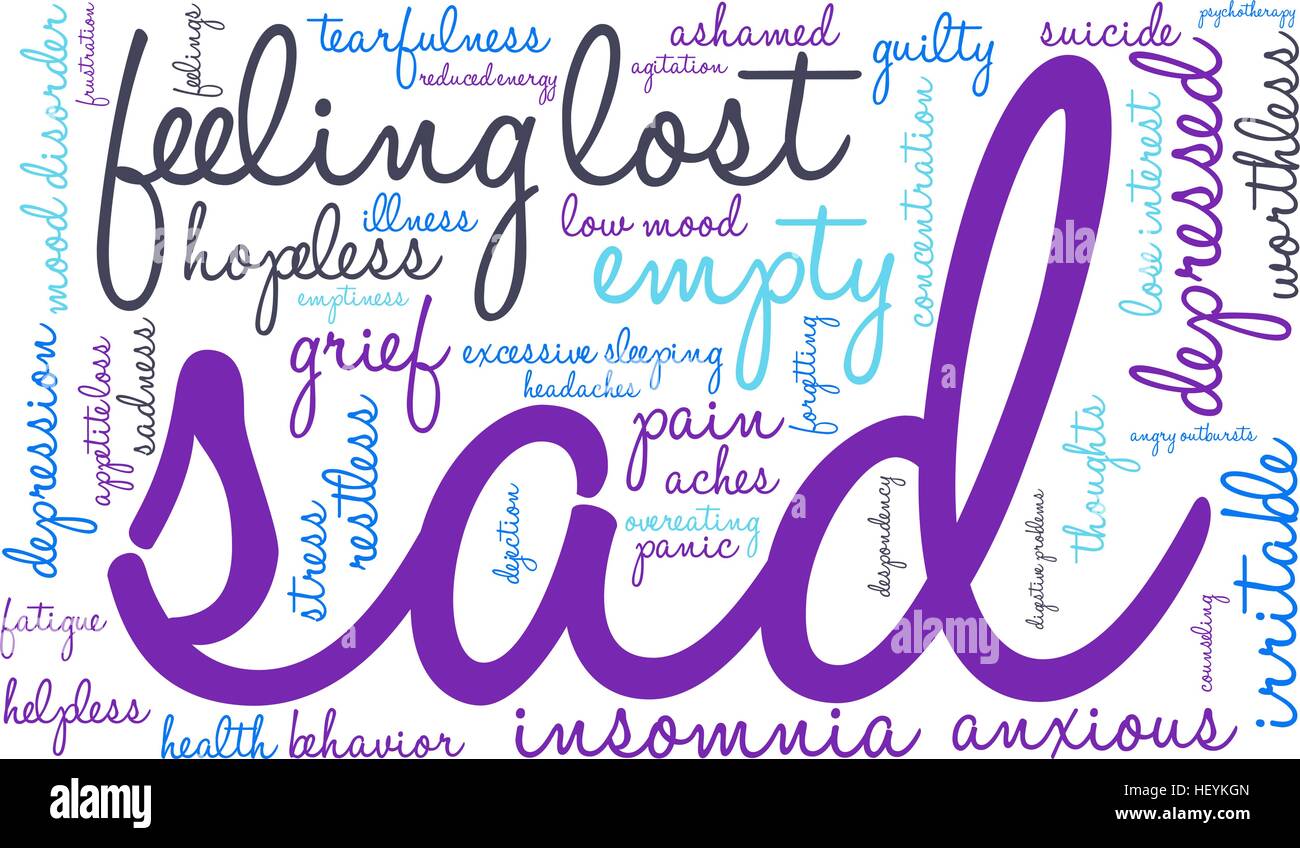 Sad word cloud on a white background Stock Vector Image & Art - Alamy