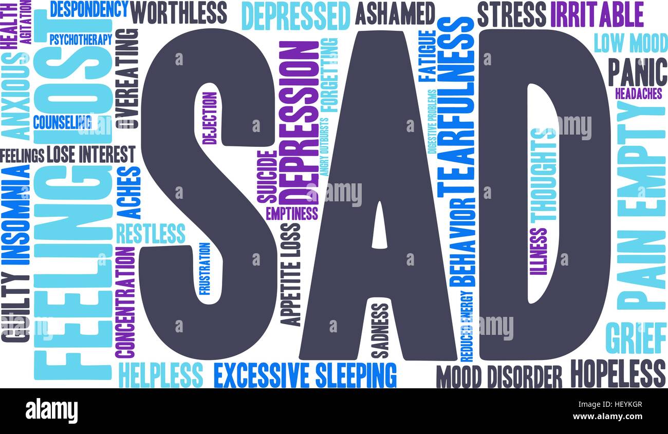 Sad word cloud on a white background Stock Vector Image & Art - Alamy