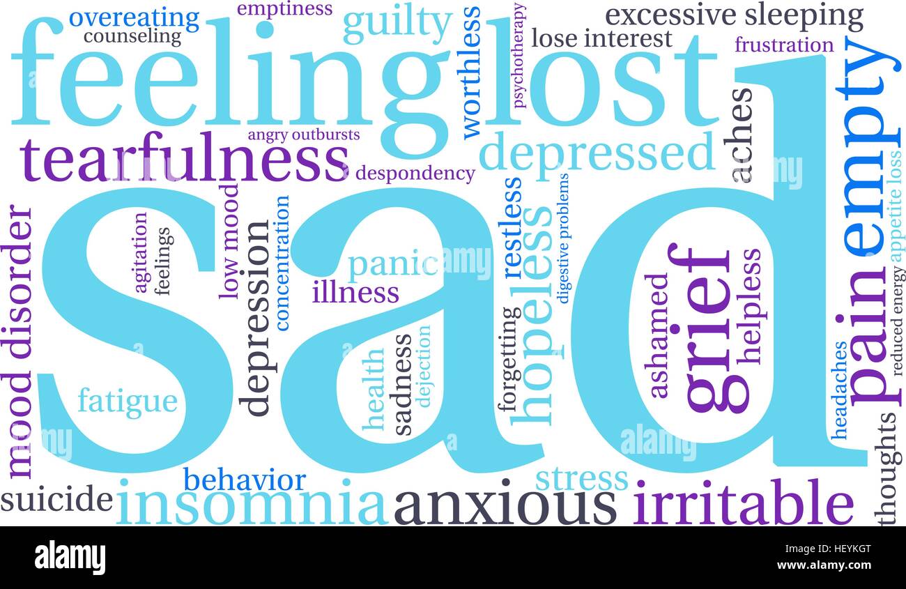 Sad word cloud on a white background Stock Vector Image & Art - Alamy