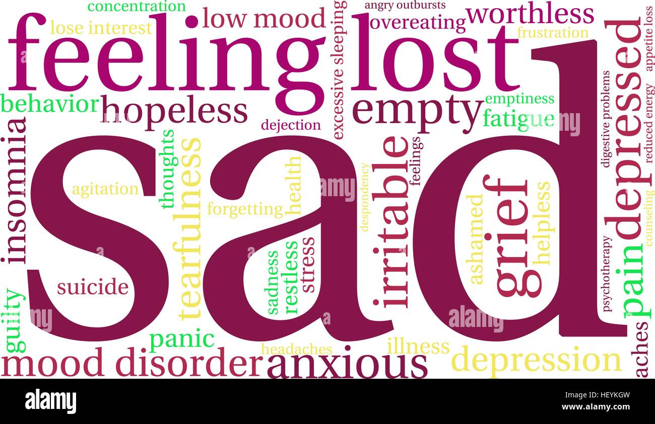 Sad word cloud on a white background Stock Vector Image & Art - Alamy