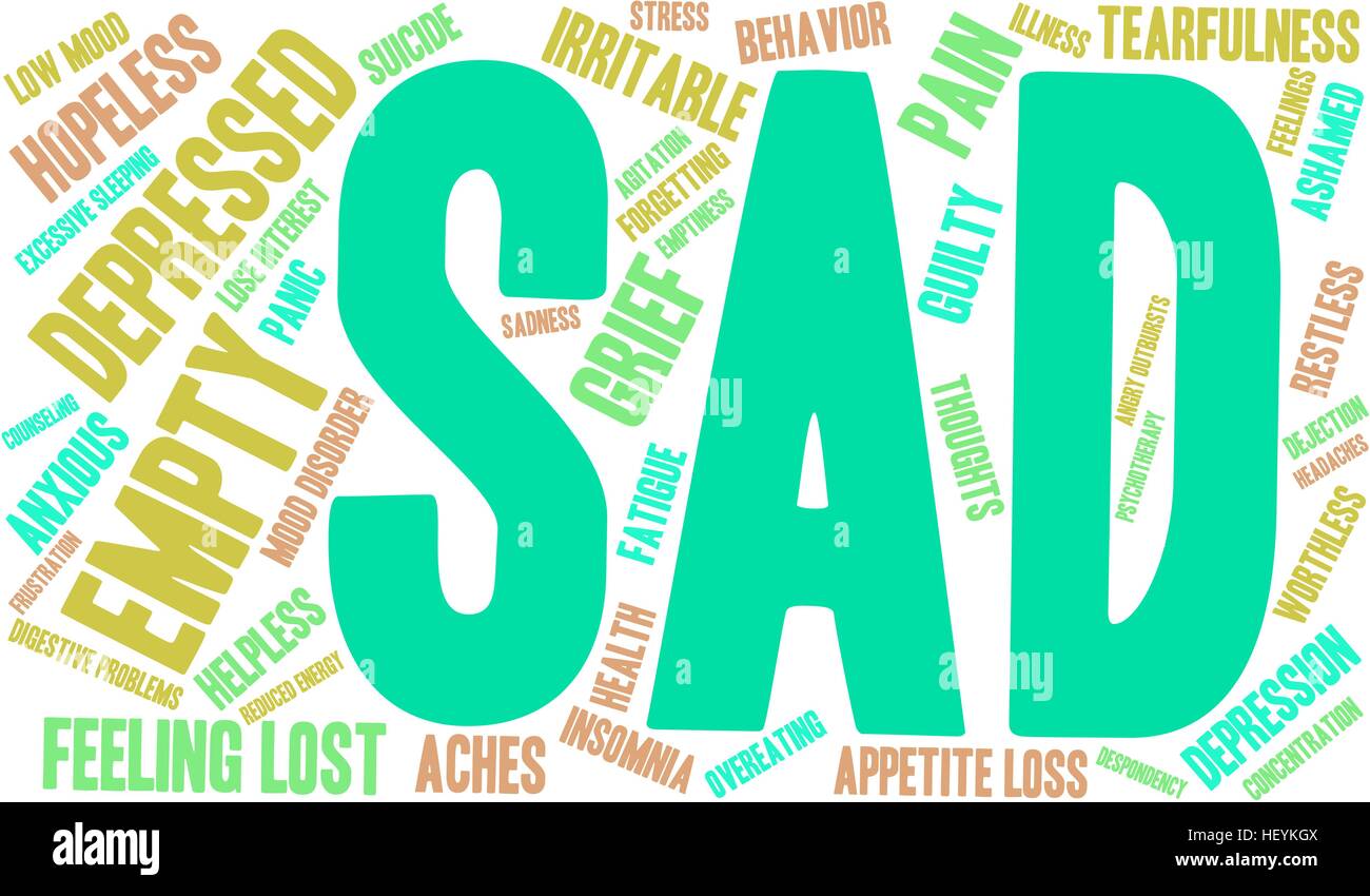 Sad word cloud on a white background Stock Vector Image & Art - Alamy