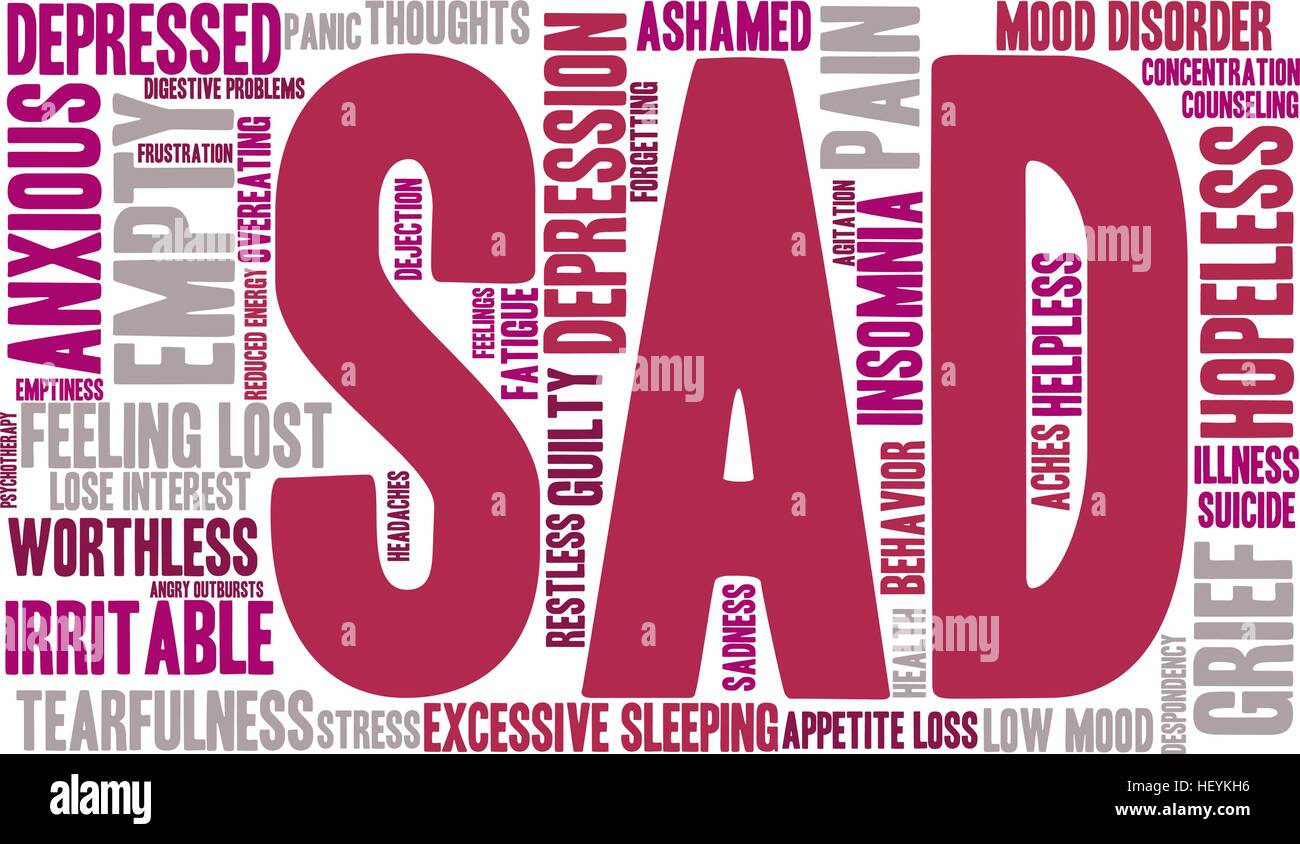 Sad word cloud on a white background Stock Vector Image & Art - Alamy