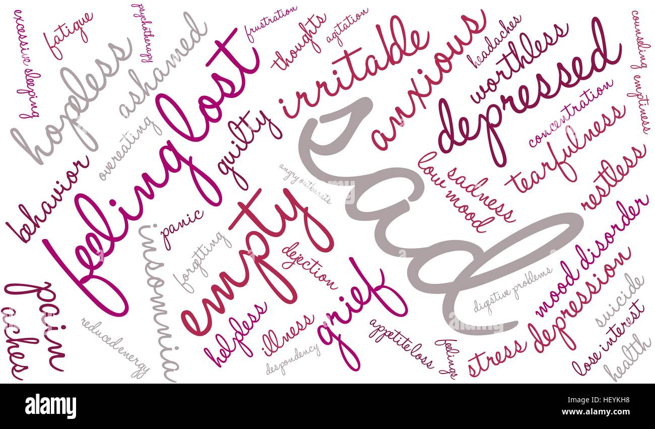 Sad word cloud on a white background Stock Vector Image & Art - Alamy