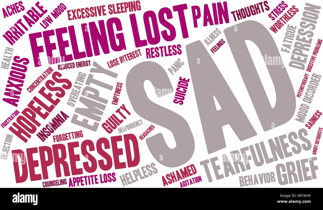 Sad word cloud on a white background Stock Vector Image & Art - Alamy