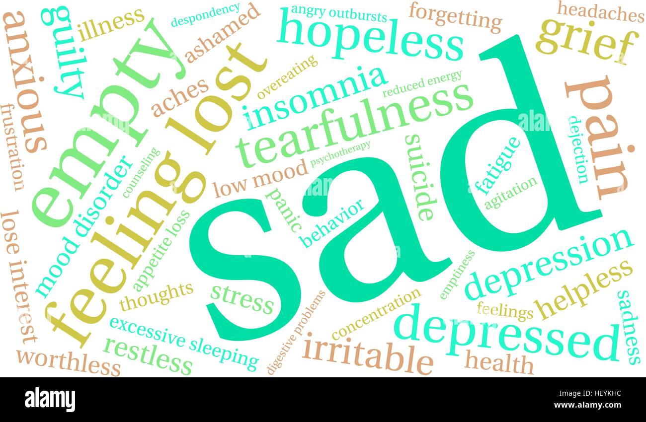 Sad word cloud on a white background Stock Vector Image & Art - Alamy
