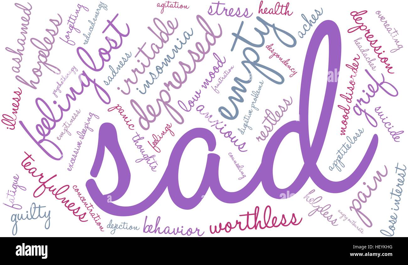 Sad word cloud on a white background Stock Vector Image & Art - Alamy