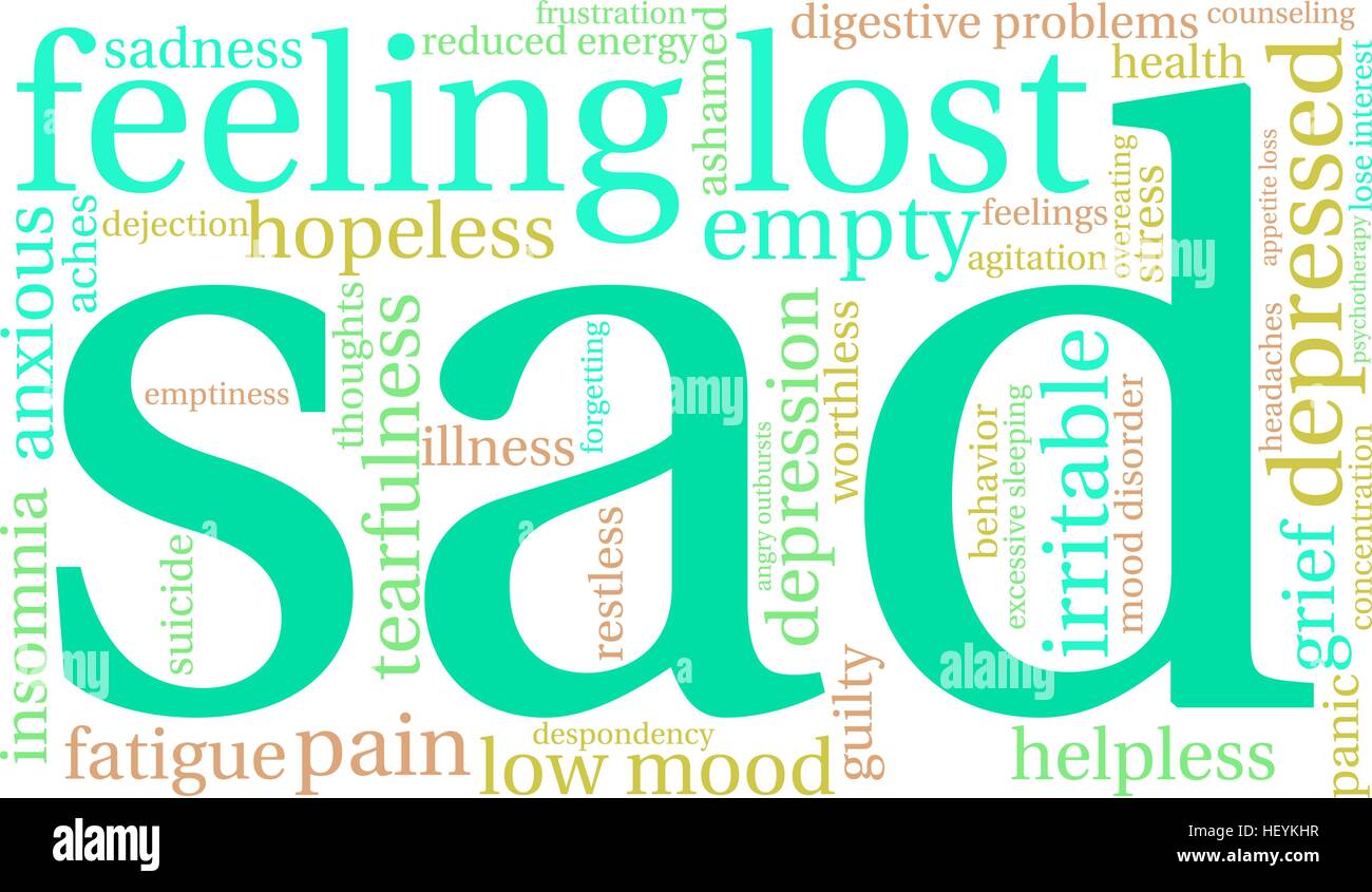 Sad word cloud on a white background Stock Vector Image & Art - Alamy