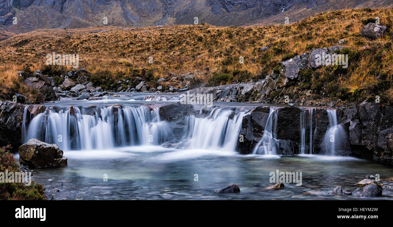 Long exposure of a water fall at the Fairy Pools, Isle of Skye ...