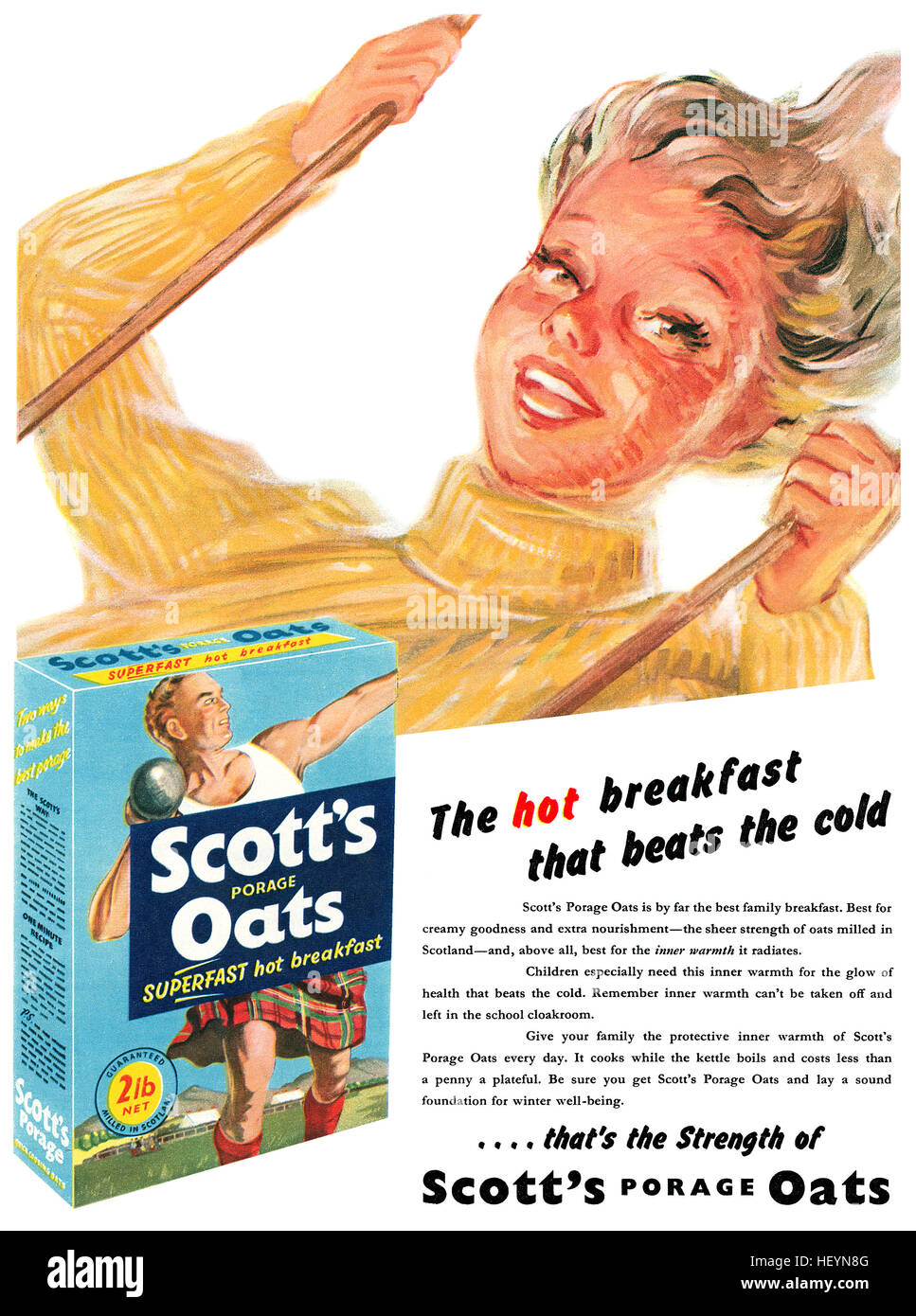 1957 British advertisement for Scott's Porage Oats Stock Photo - Alamy