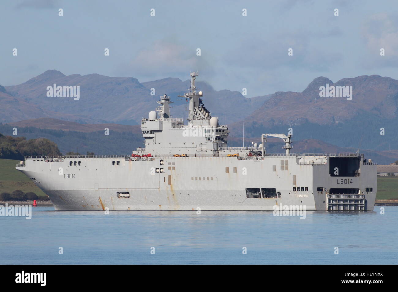 FS Tonnerre (L9014), a Mistral-class assault ship of the French Navy ...
