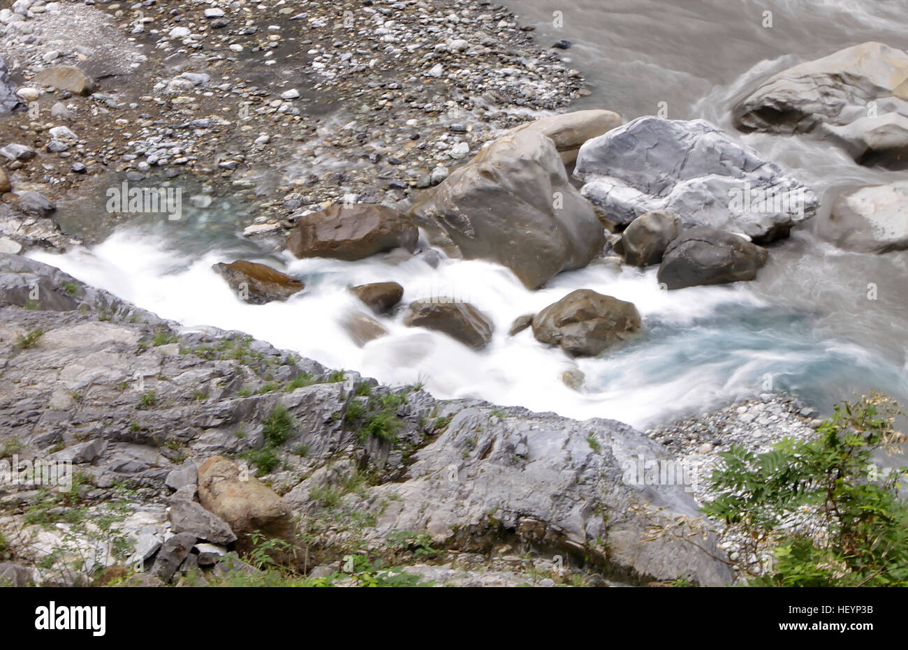 Slow shutter speed shot of water trickling into a river Stock Photo - Alamy