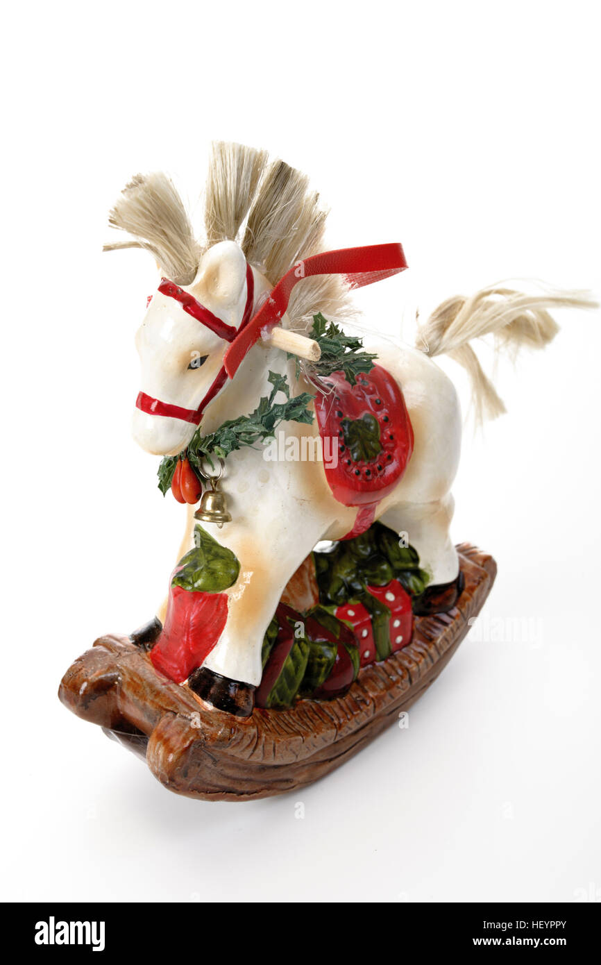Small rocking horse Christmas decoration Stock Photo - Alamy
