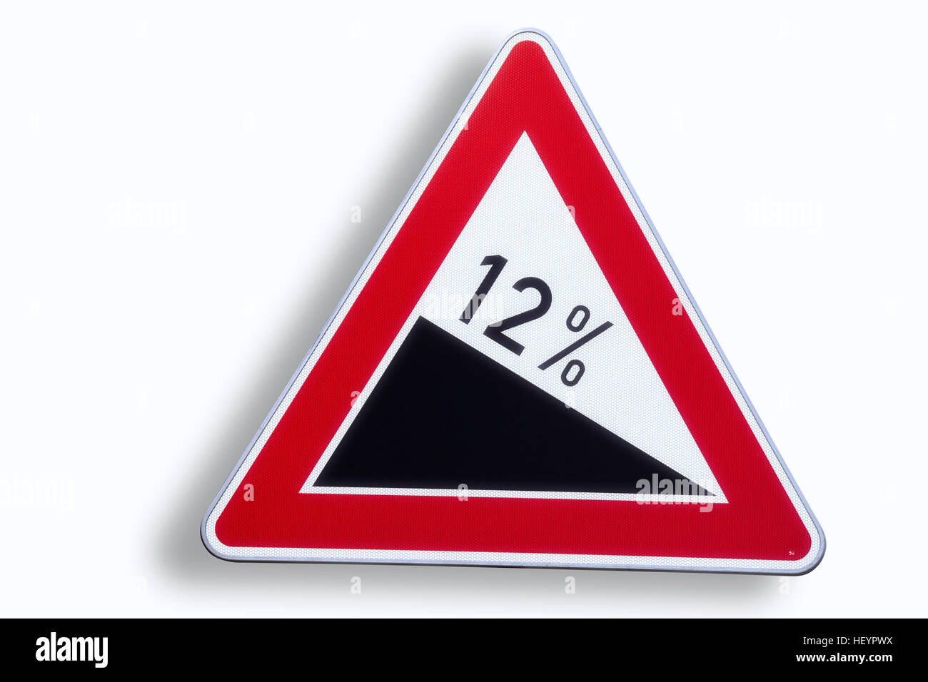 Road sign, warning, 12% gradient Stock Photo - Alamy