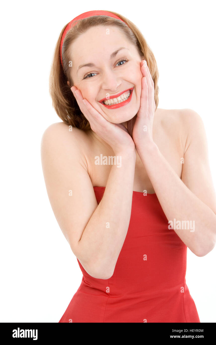 Lady in red: woman wearing red Stock Photo - Alamy