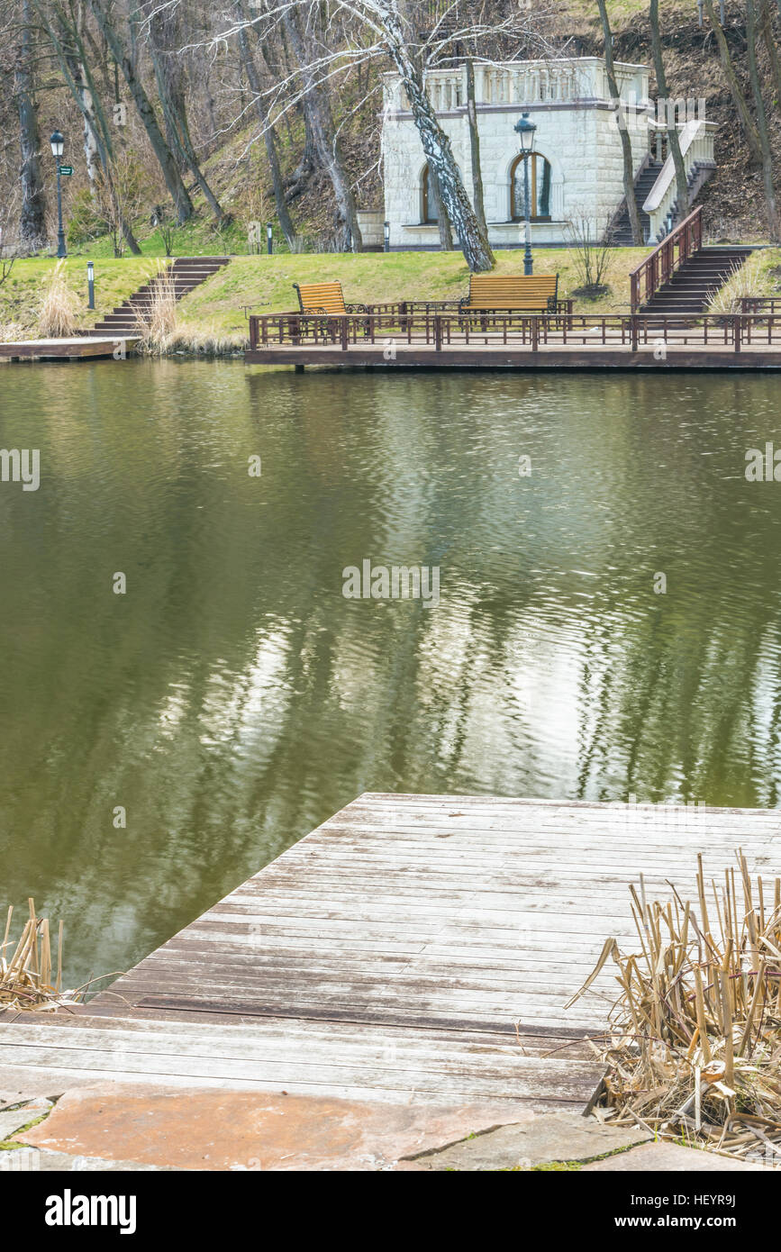 Place for fishing on a beautiful lake Stock Photo - Alamy