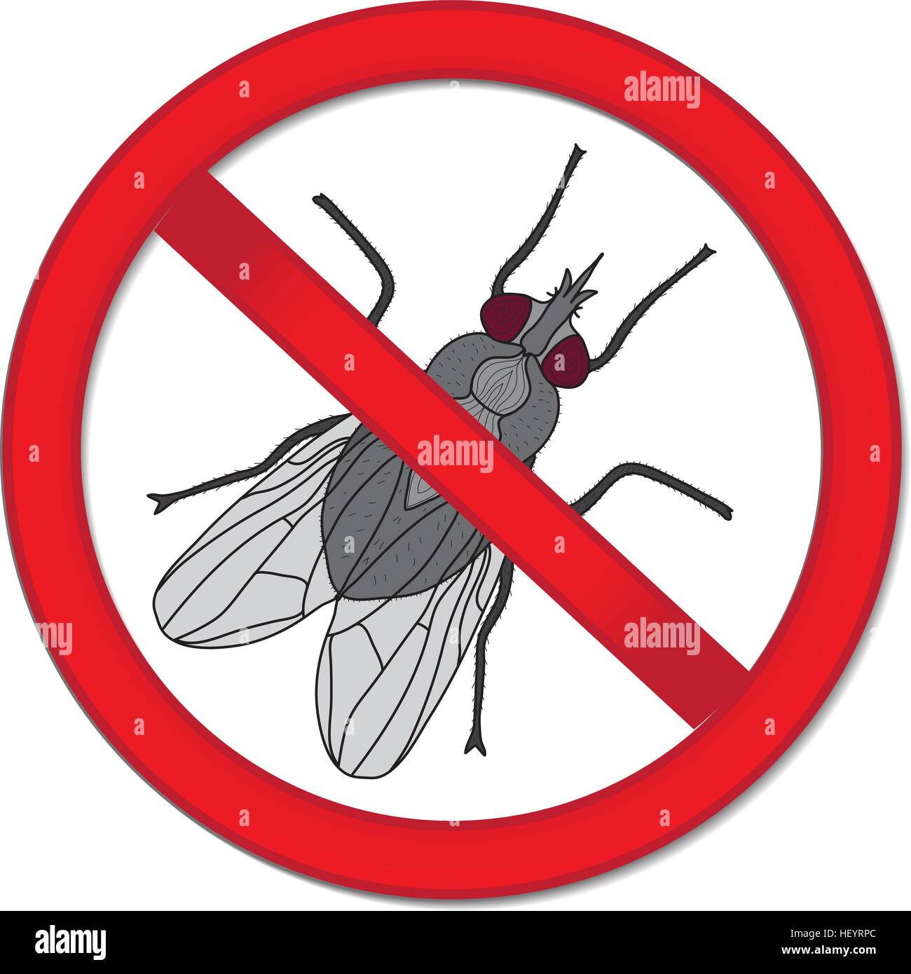 Red sign ban fly. Stop sign of an insect. Vector illustration Stock ...