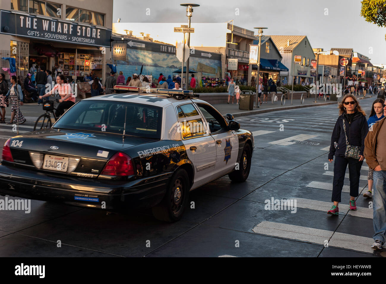 Police in San Francisco at Fisherman Wharf Stock Photo - Alamy