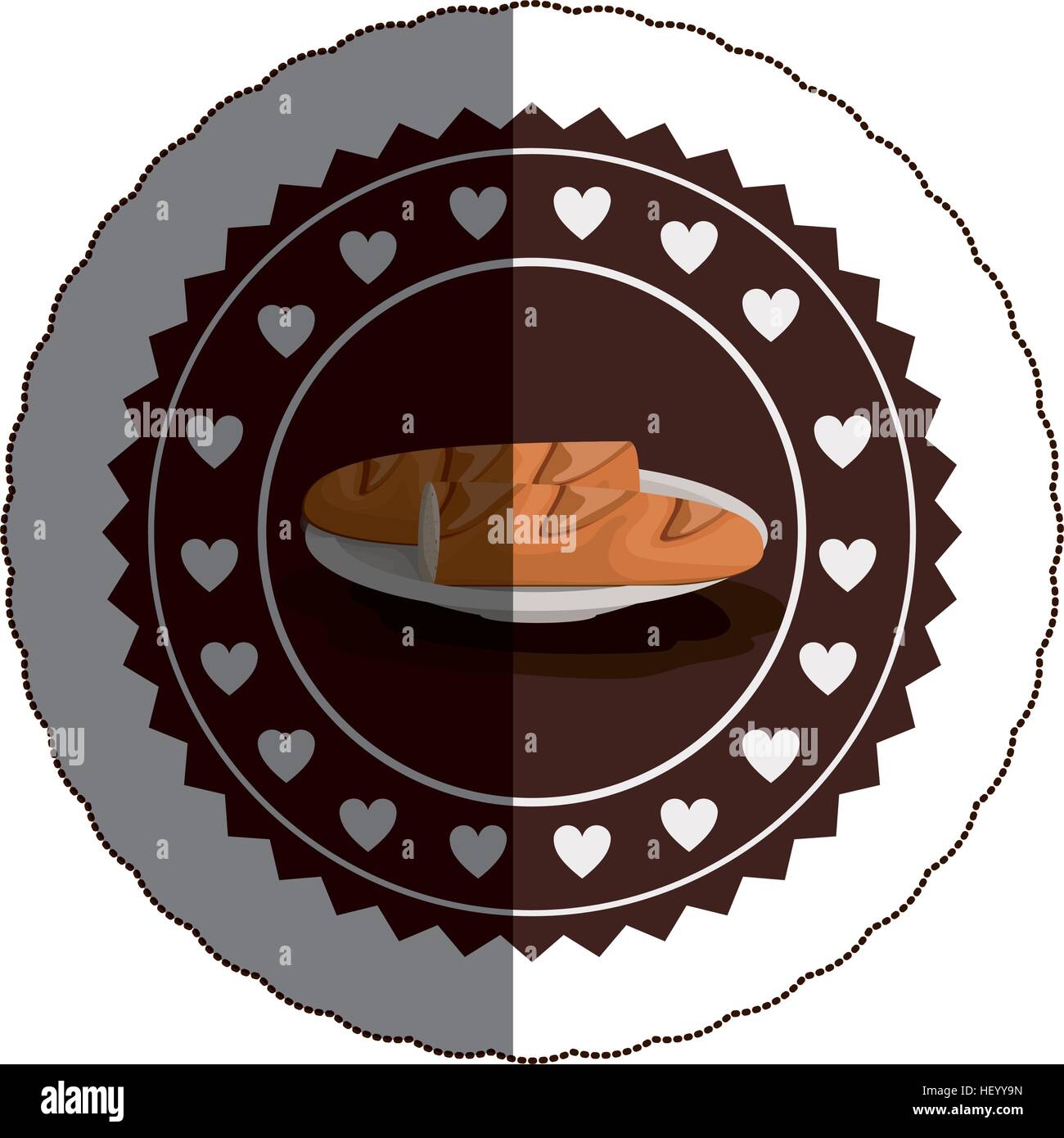 Bread inside seal stamp icon. Bakery food shop traditional and product ...
