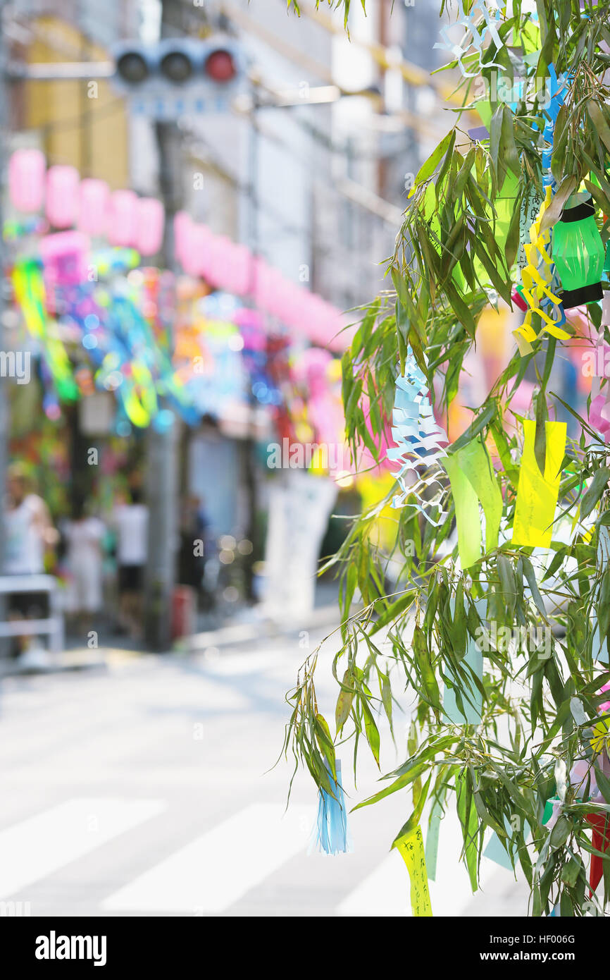 Japanese traditional Tanabata festival decorations Stock Photo - Alamy