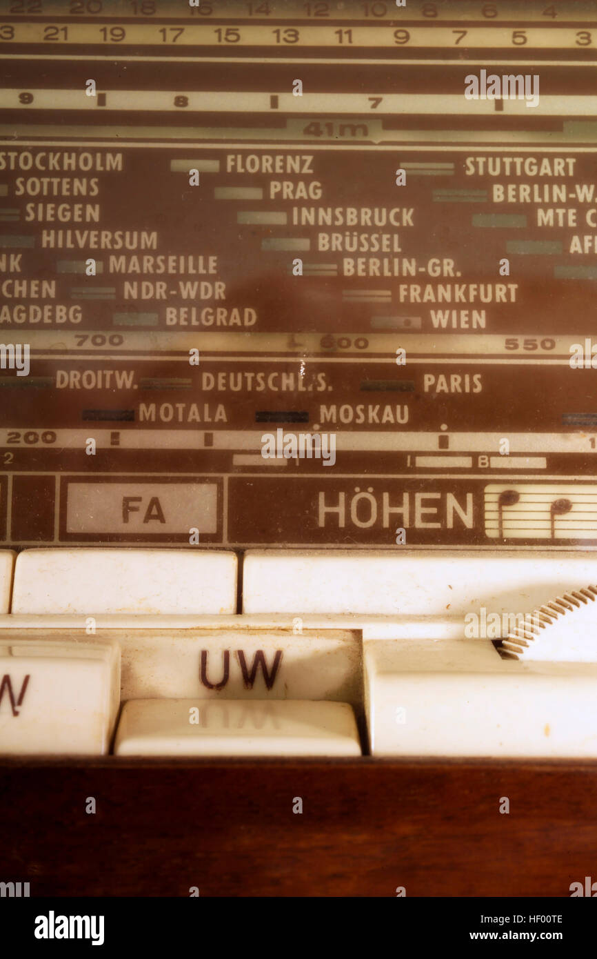 Option keys (buttons) on an antique radio Stock Photo - Alamy