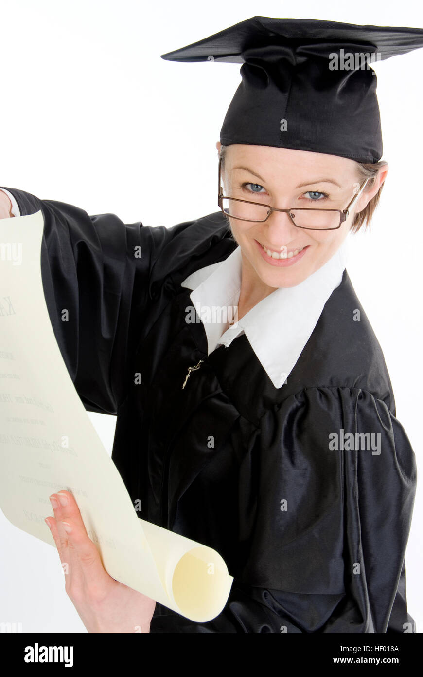 Graduate holding degree Stock Photo - Alamy