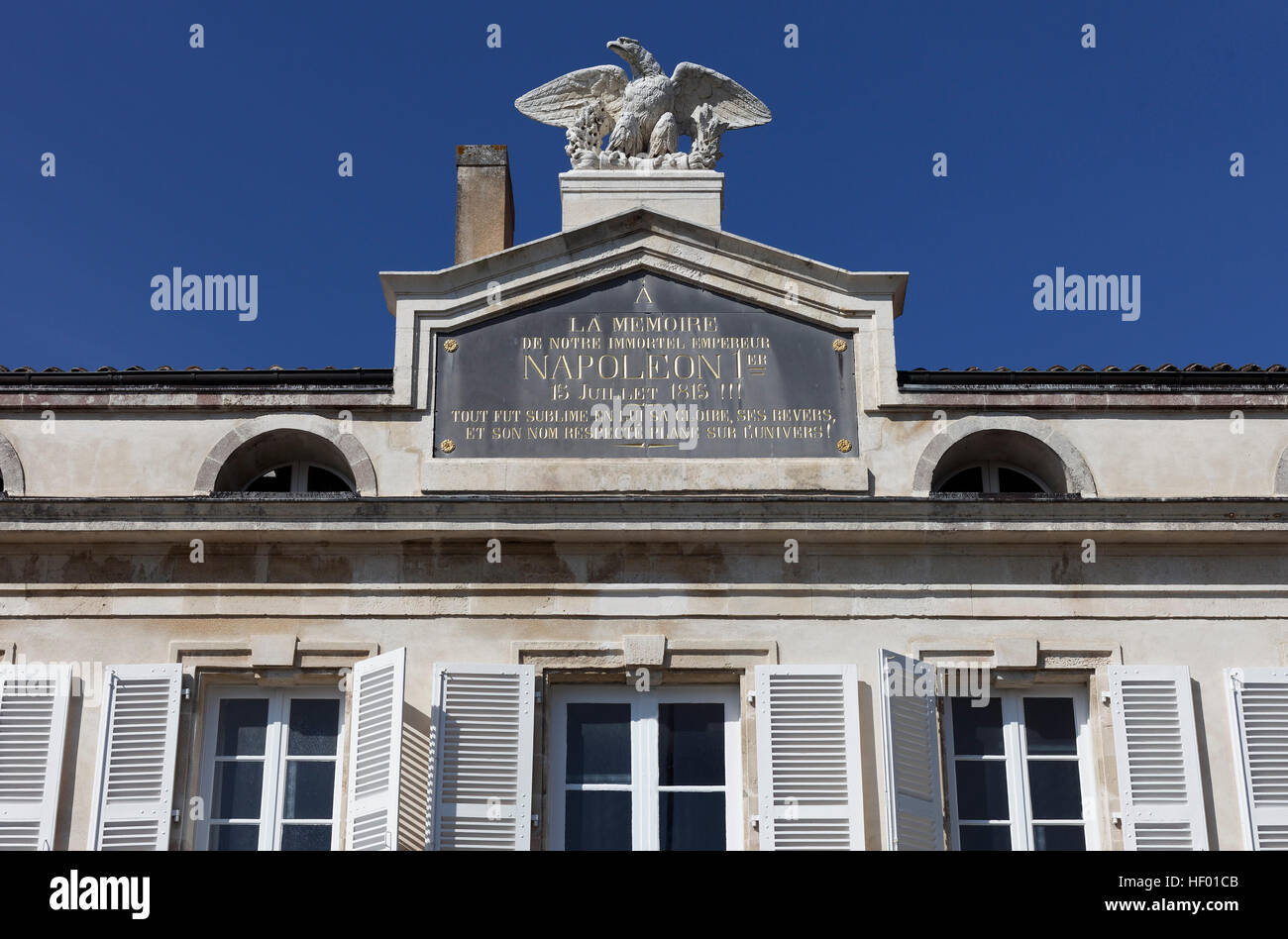 Plaque at Napoleon Museum, Musée Napoléonien, Ile-d'Aix, Charente ...
