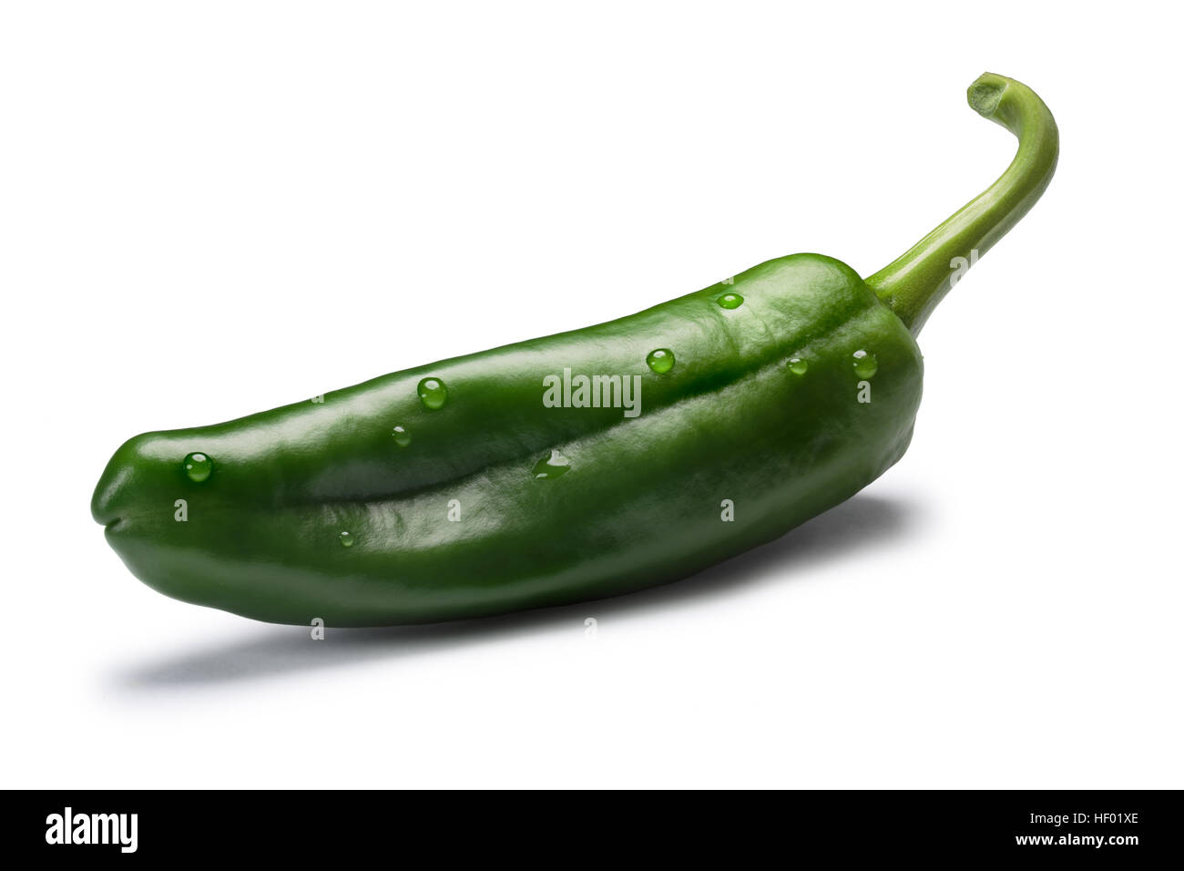 Green Anaheim pepper (Capsicum annuum), the mild variety of New Mexico ...