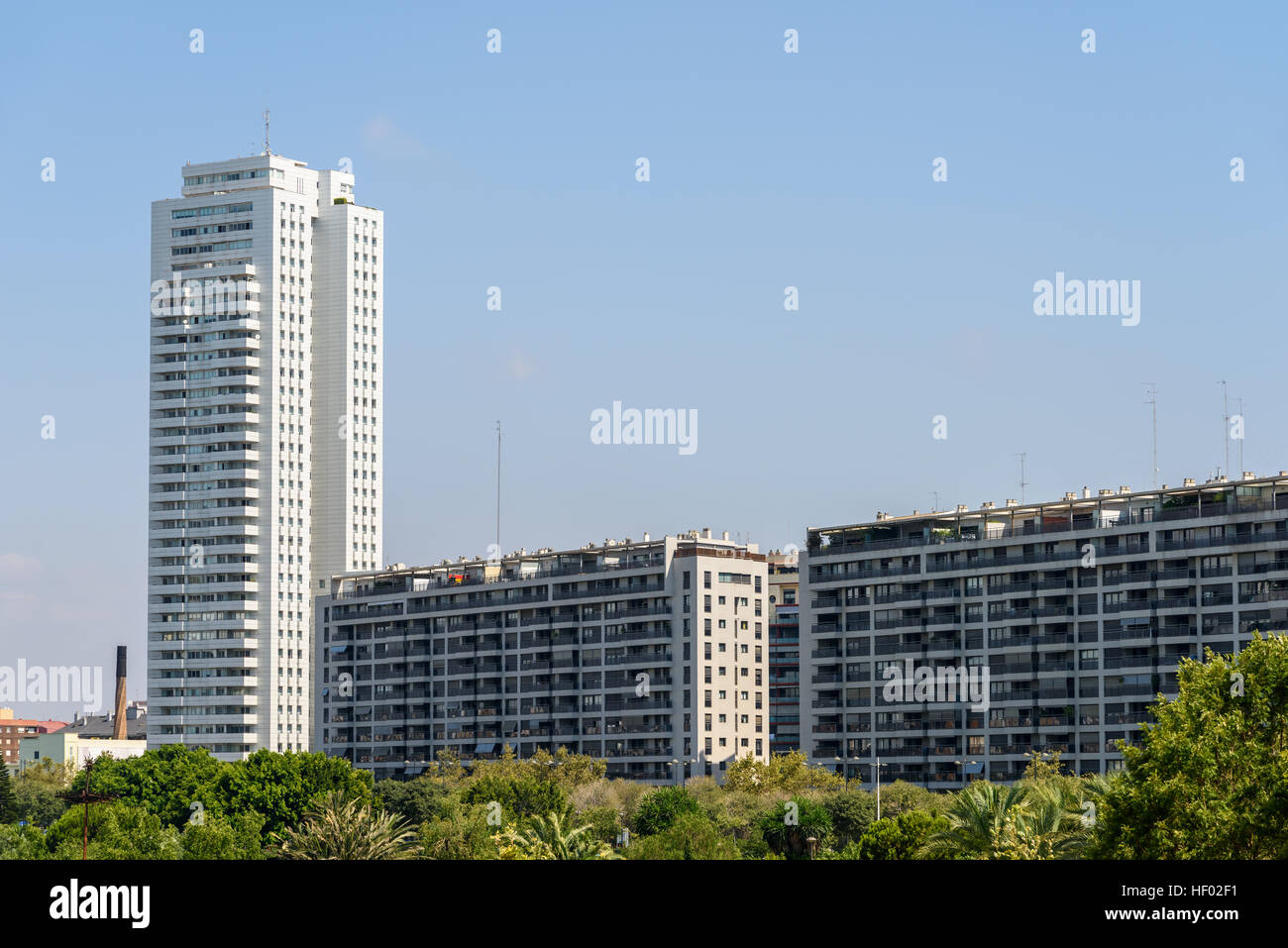Valencia City Skyline Buildings In Summer Stock Photo - Alamy