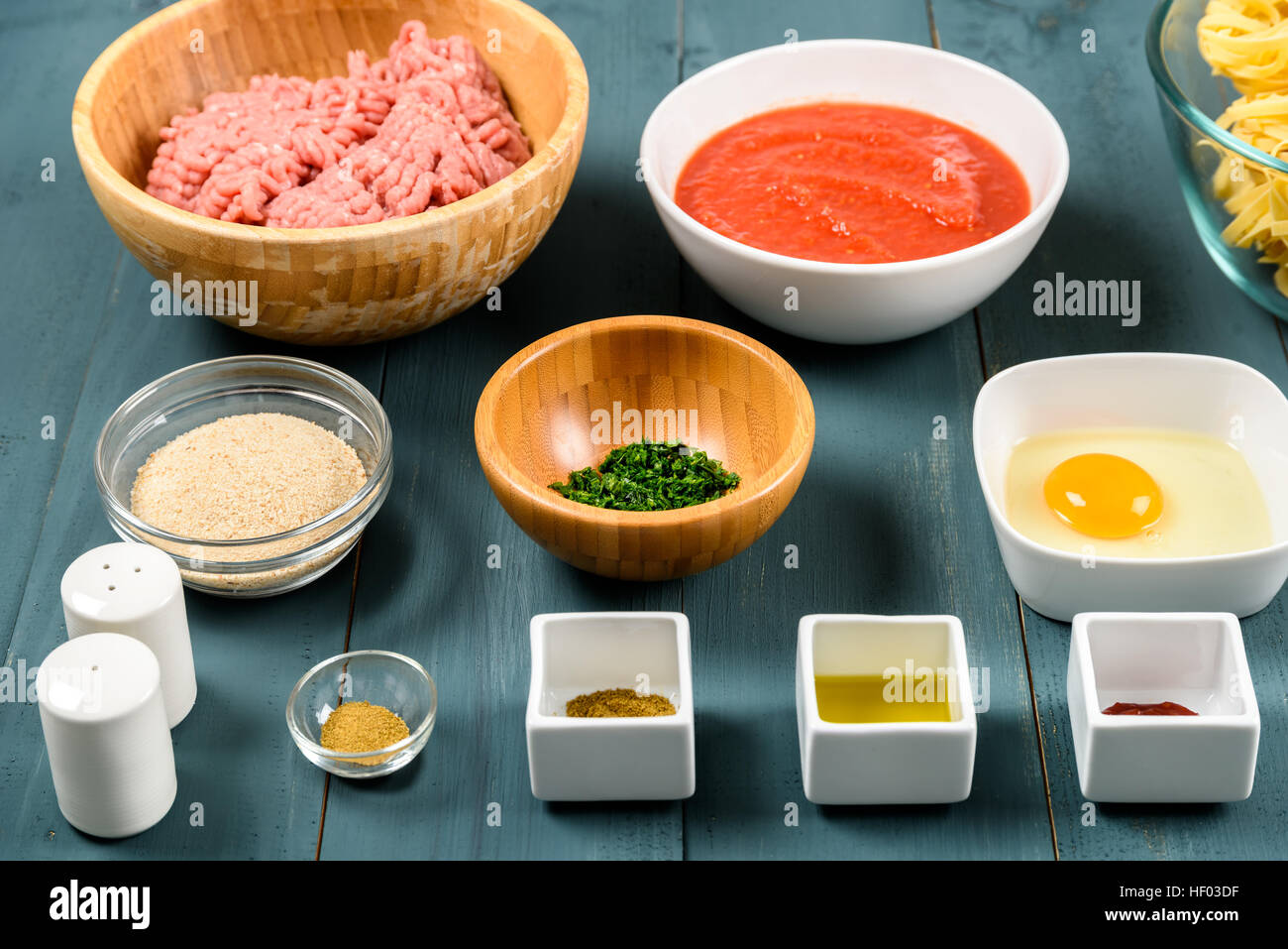 Arranging Food Ingredients On Table For Harissa Turkey Meatballs And ...