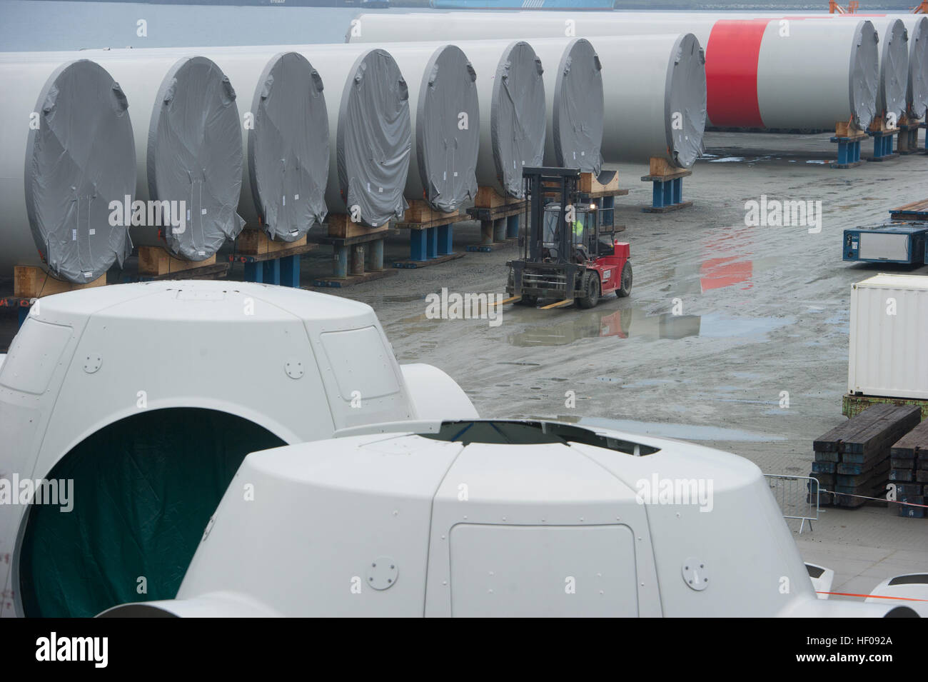 Components for the Wikinger offshore wind farm are prepared for ...