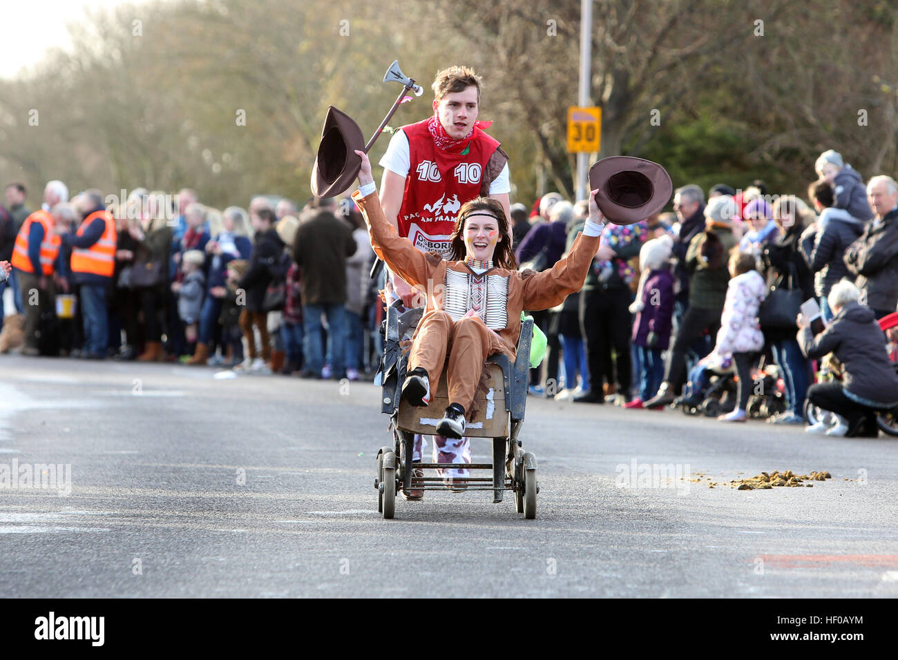 Pagham, UK. 26th December, 2016. The annual Pagham Pram Race taking ...