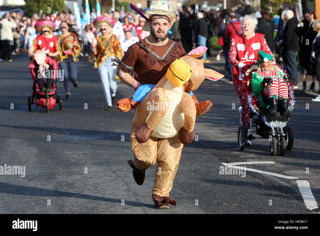 Pagham, UK. 26th December, 2016. The annual Pagham Pram Race taking ...