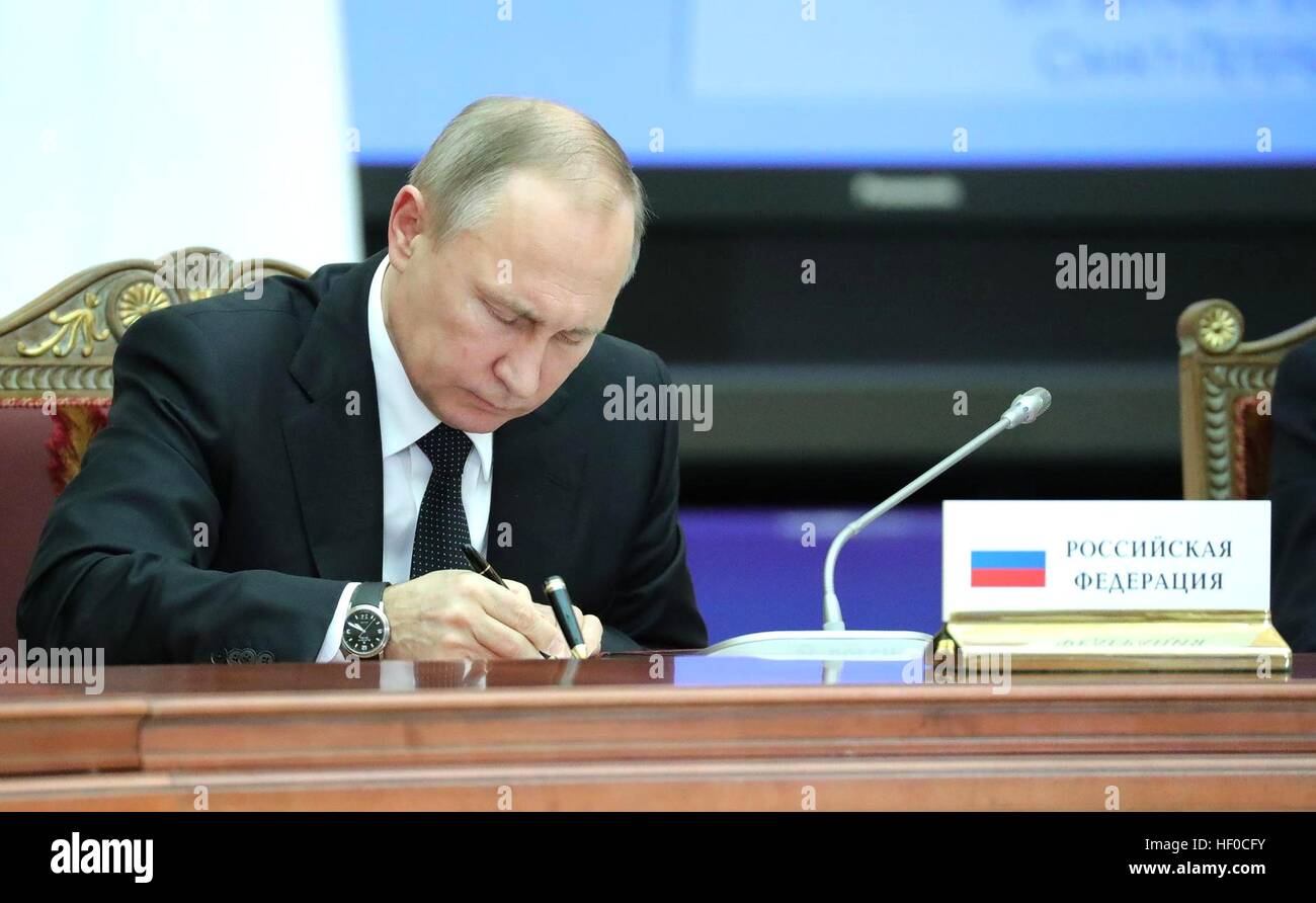 Russian President Vladimir Putin during a signing of documents ...