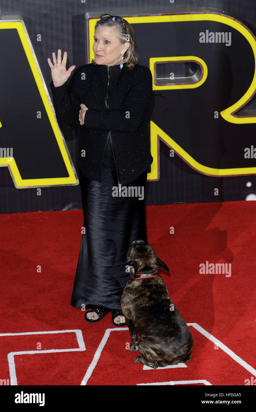 Carrie Fisher attends the European Premiere of 'Star Wars: The Force ...
