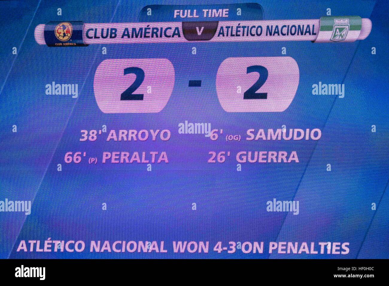 The final scoreboard, DECEMBER 18, 2016 - Football / Soccer : FIFA Club ...