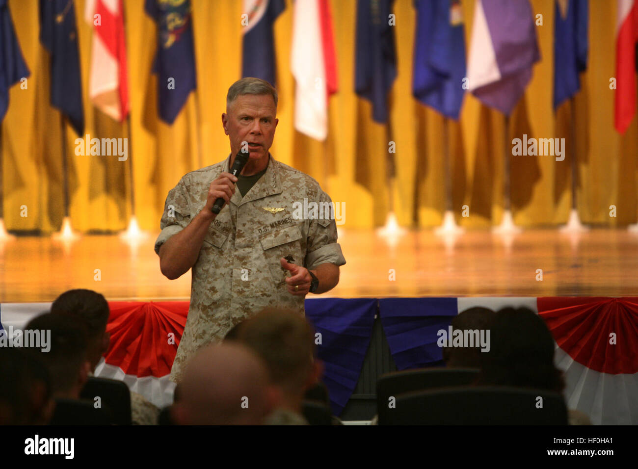 Gen. James F. Amos, the commandant of the Marine Corps, speaks to an ...