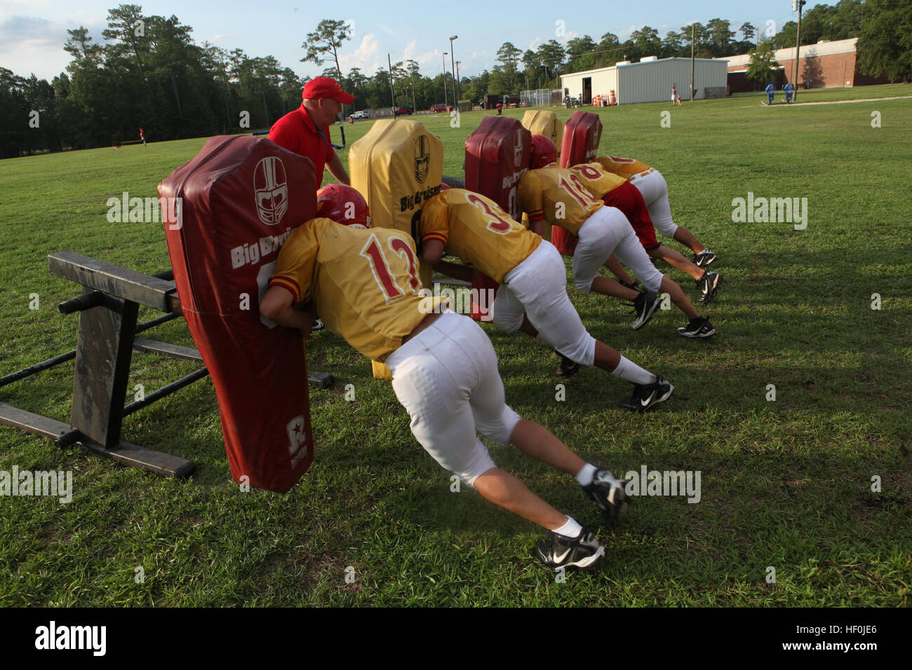 Lejeune High School assistant football coach Mike Gardner practices Big ...