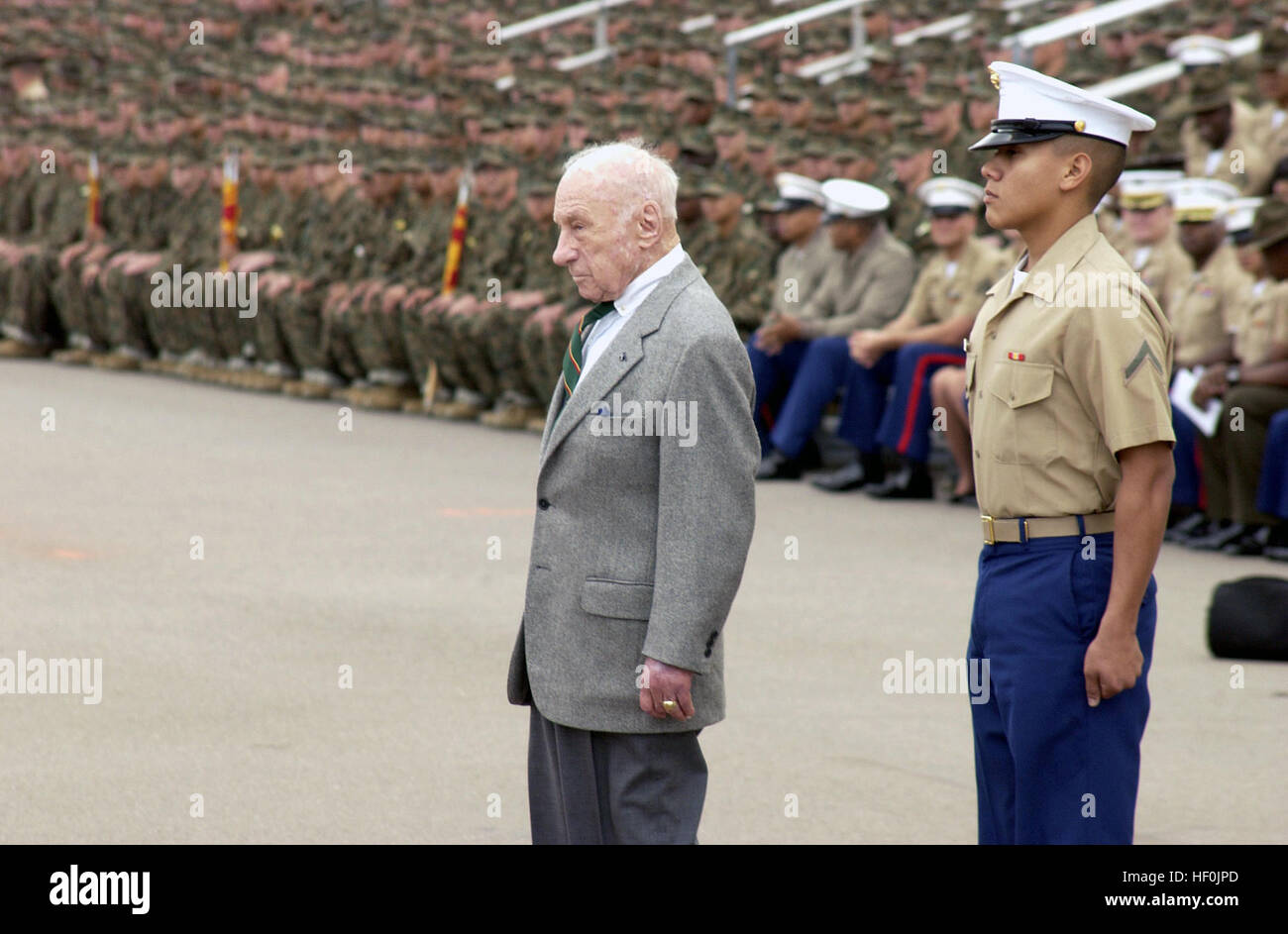 Retired U.S. Marine Corps Lt. Gen. Victor Krulak and Pfc. M. Peralez ...