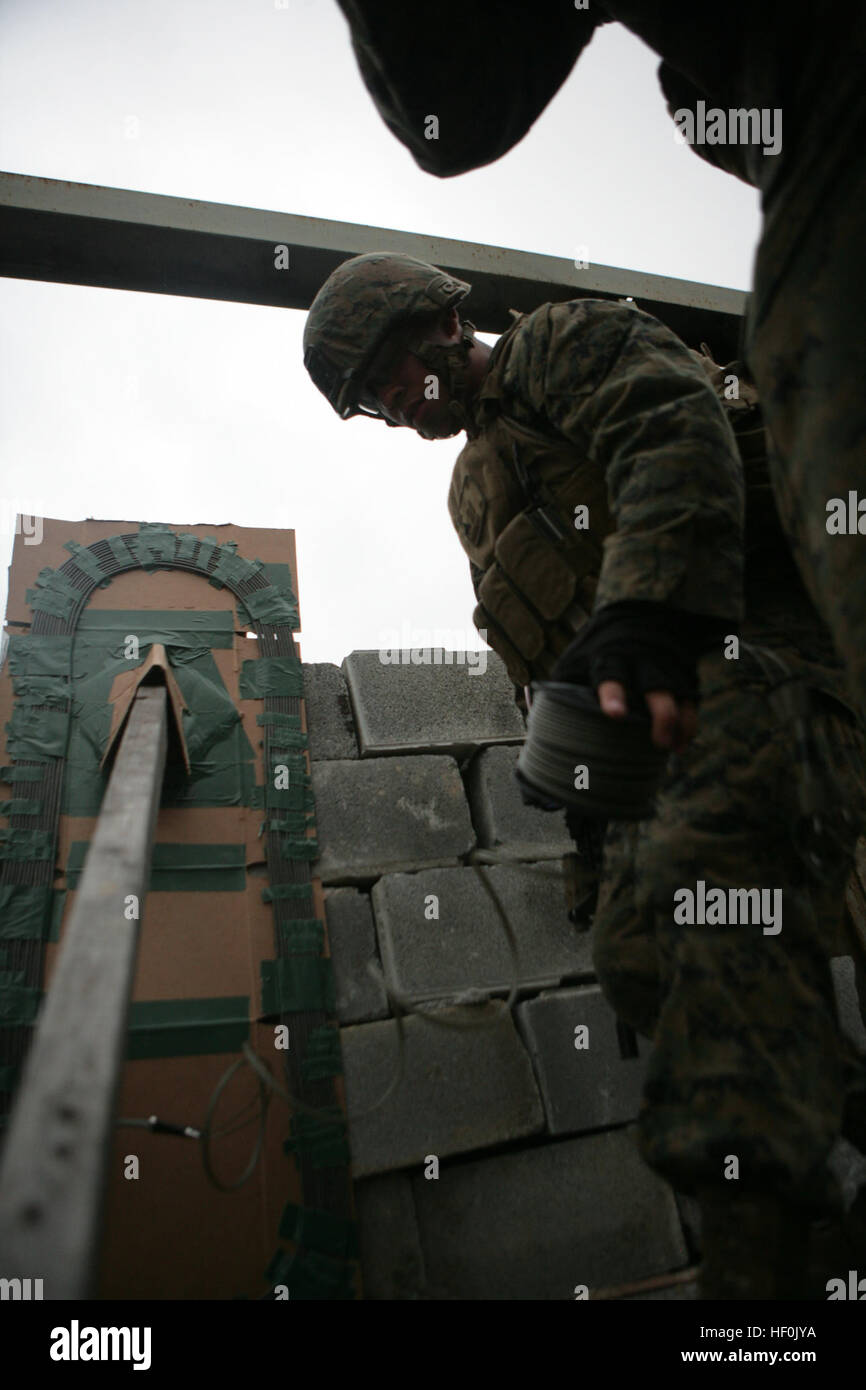 A U.S. Marine with 3rd Platoon, Bravo Company, 2D Combat Engineer ...