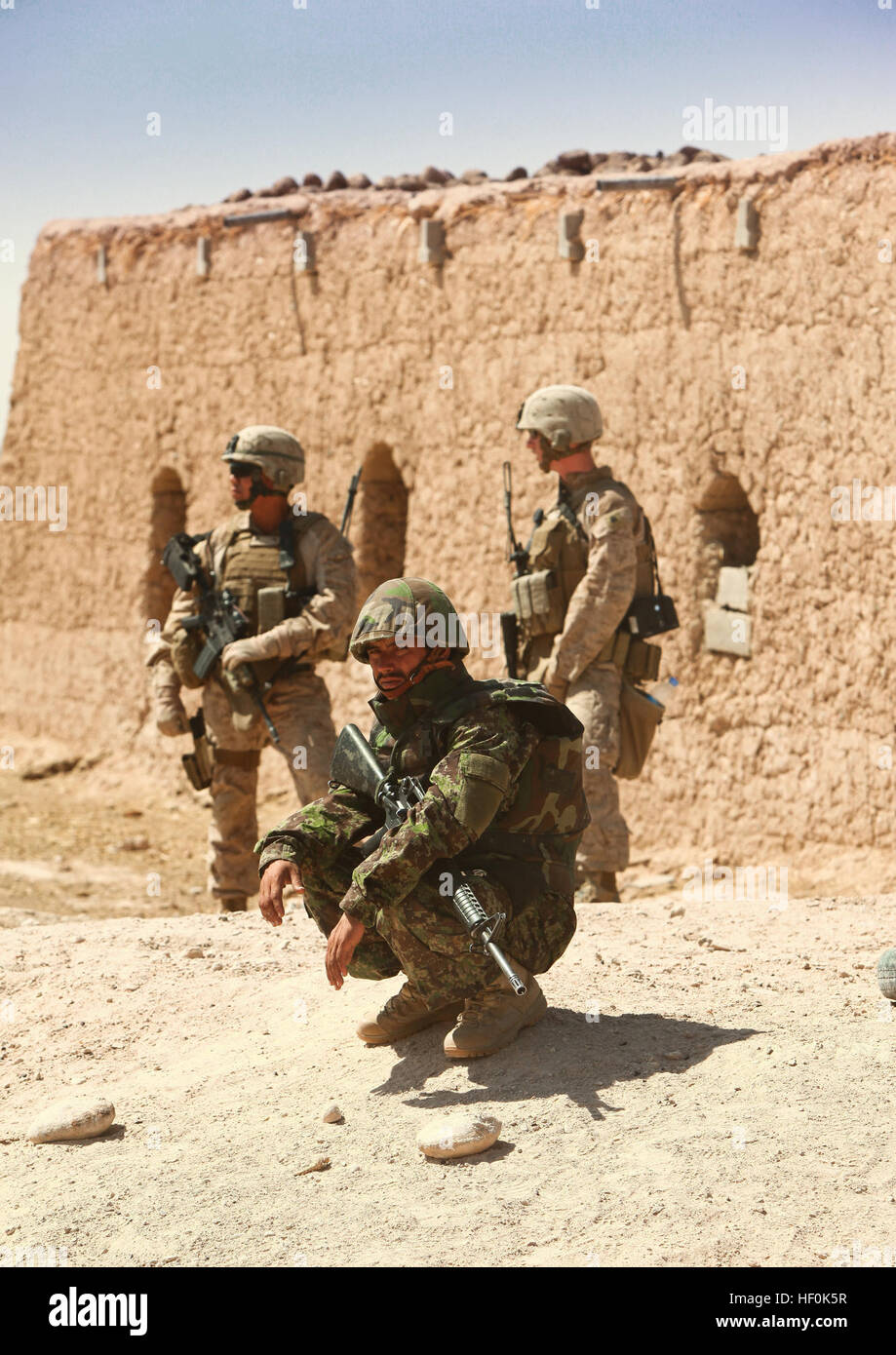 A soldier with the 3rd Brigade, 215th Corps of the Afghan National Army ...