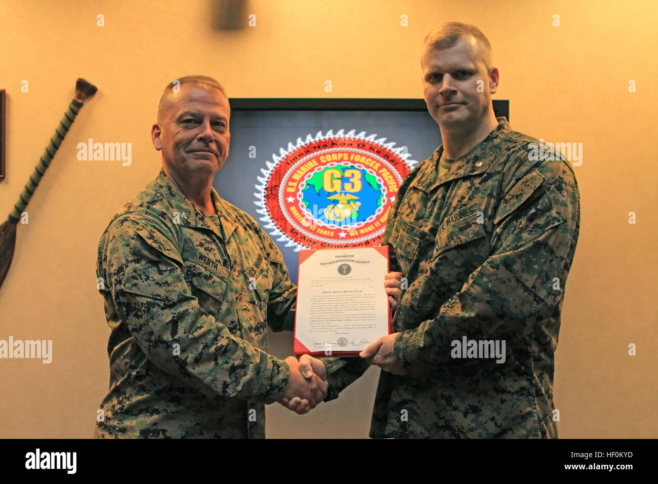U.S. Marine Corps Col. James Werth (left), U.S. Marine Corps Forces ...
