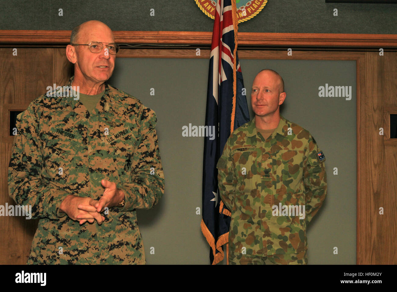 U.S. Marine Corps Lt. Gen. Duane D. Thiessen (left), commander, U.S ...
