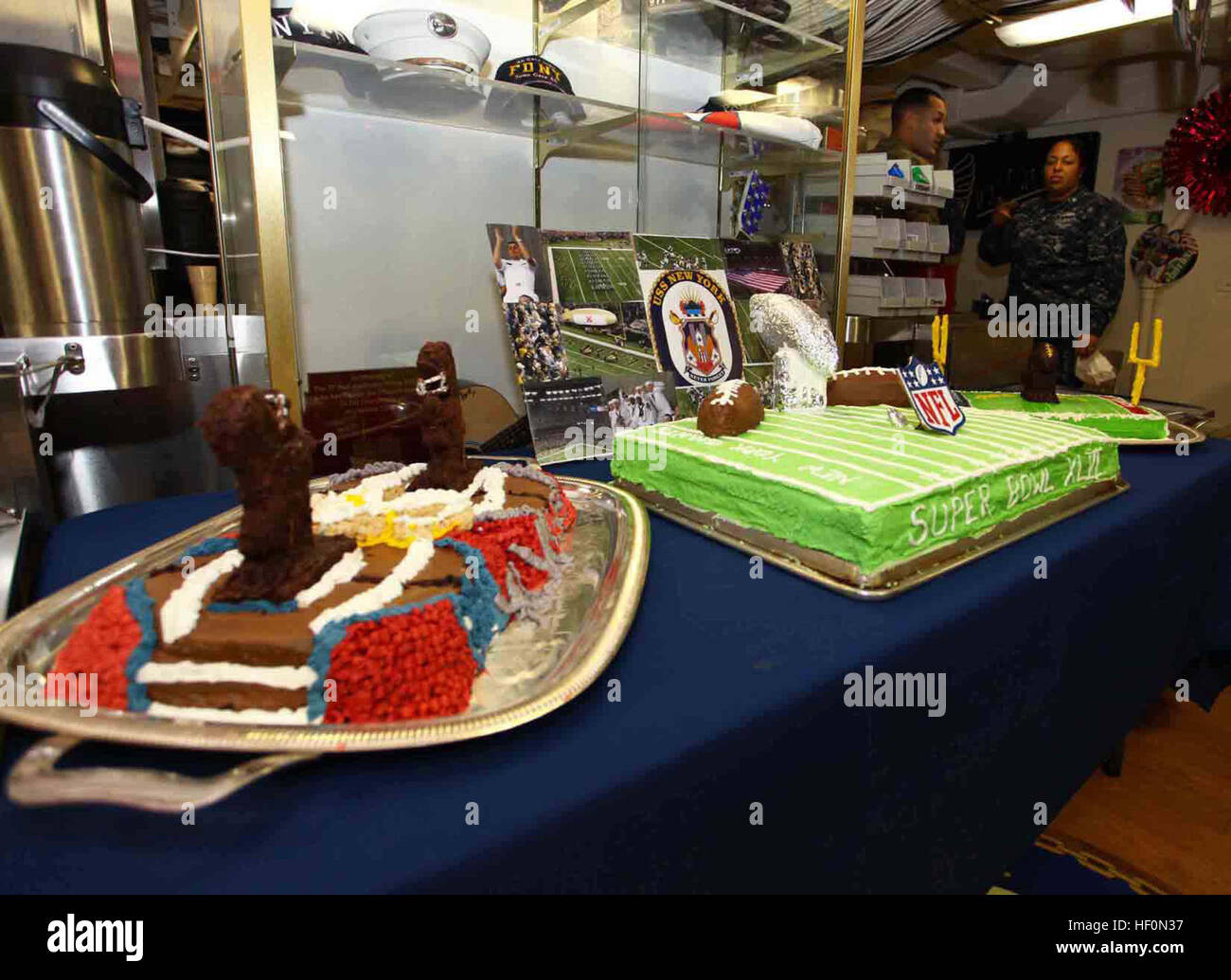 USS NEW YORK- Cakes are displayed for judging aboard the USS New York ...