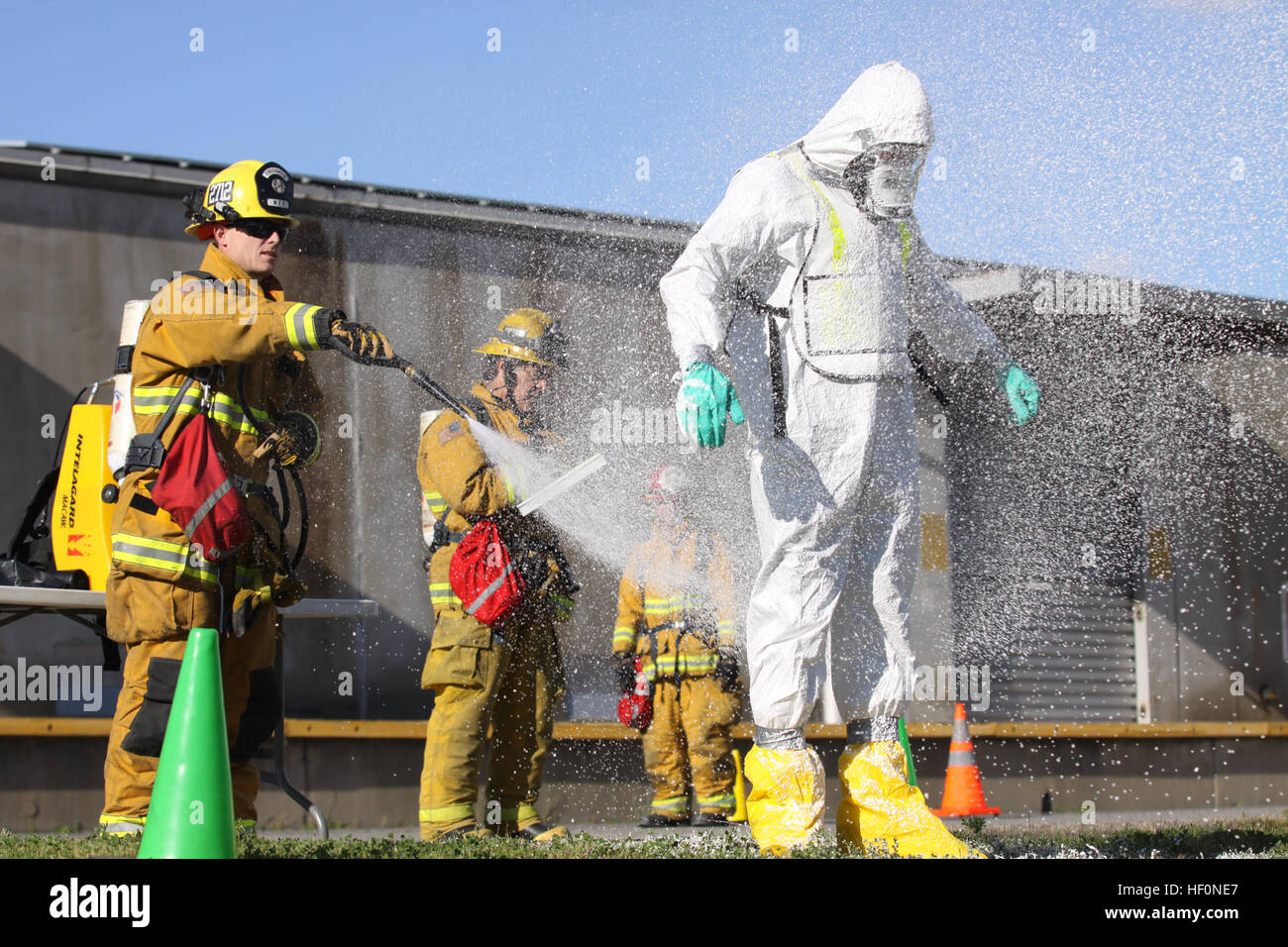 Matt McCleod, Marine Corps Base Camp Pendleton firefighter, Spays ...