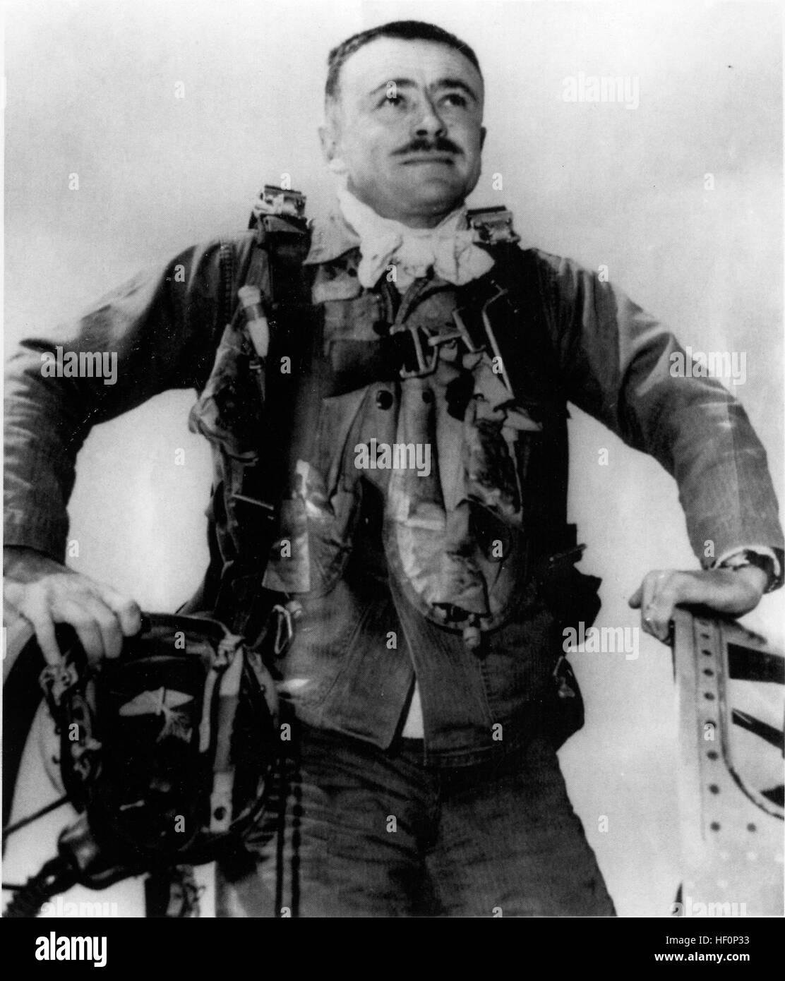 Major John F. Bolt, stands atop the cockpit of his F-86 Sabre jet in ...