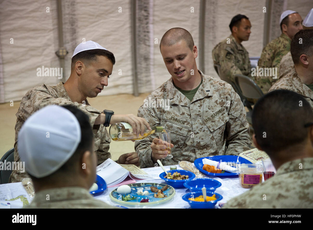 U.S. Marines aboard Camp Dwyer observed Passover with a Seder meal as ...